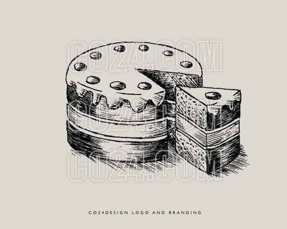 Birthday Cake Illustration Vintage