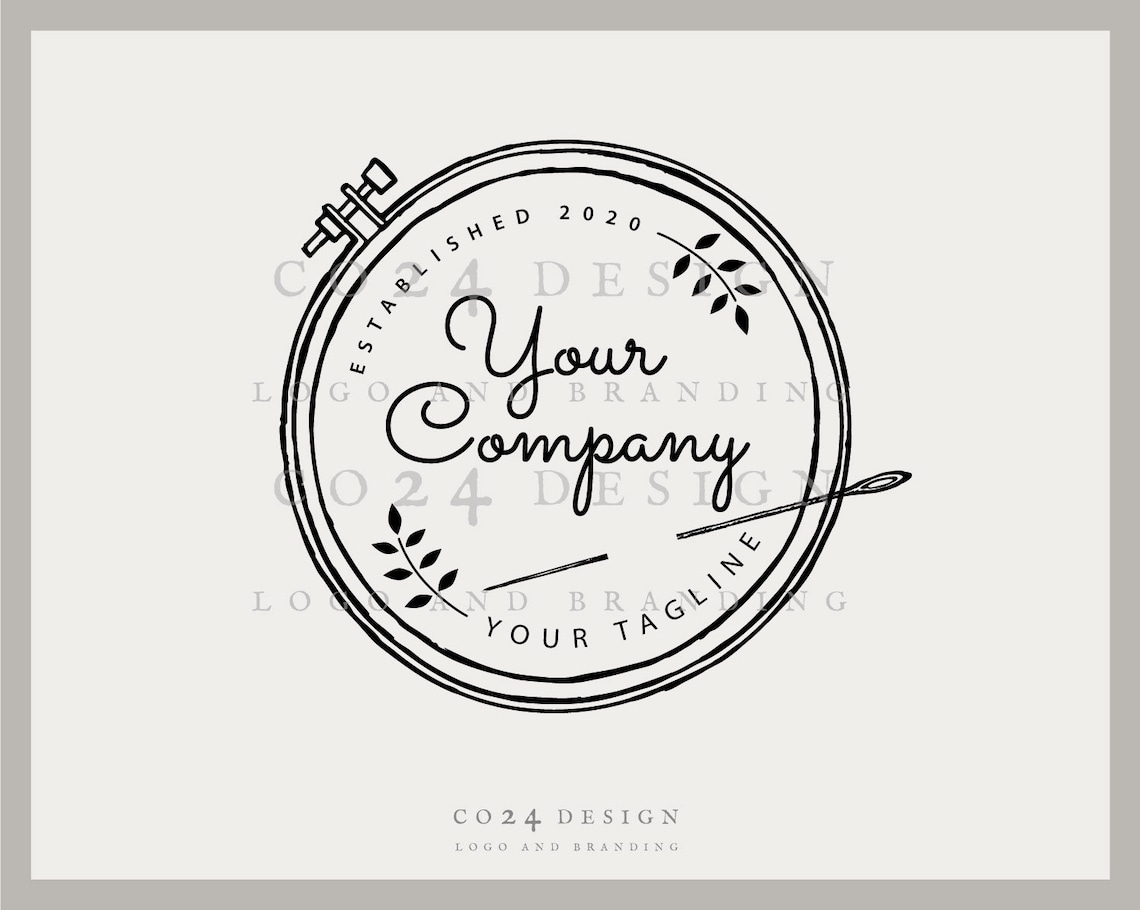 Hand Embroidery Vintage Style Logo Needle and Thread Pre-made | Etsy