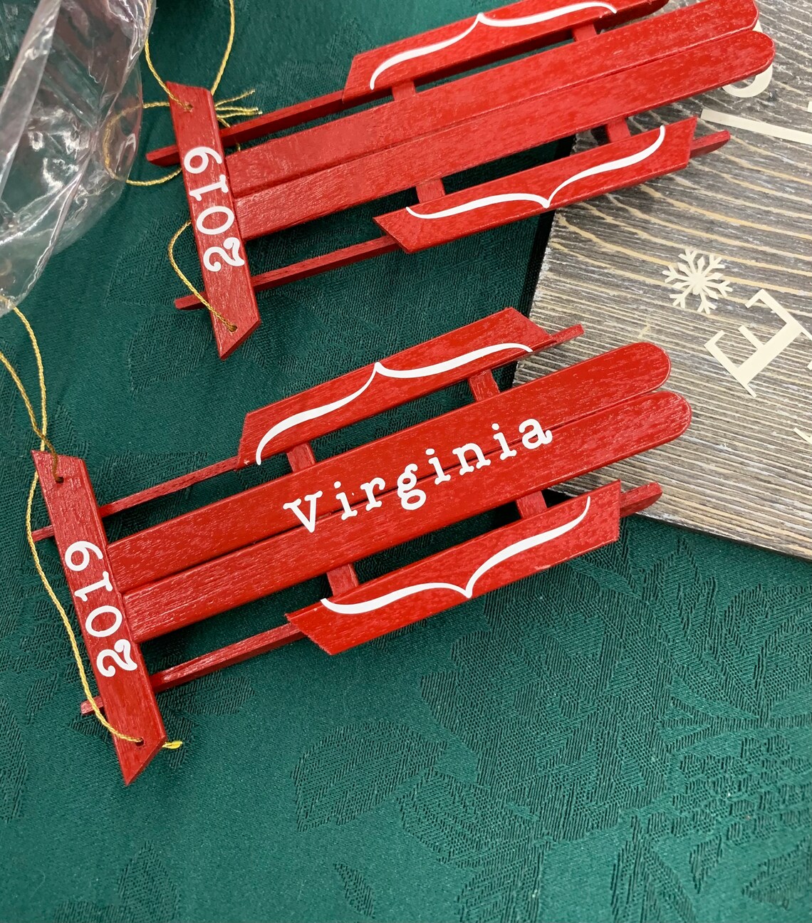 Handmade Personalized Sled Ornament - Etsy