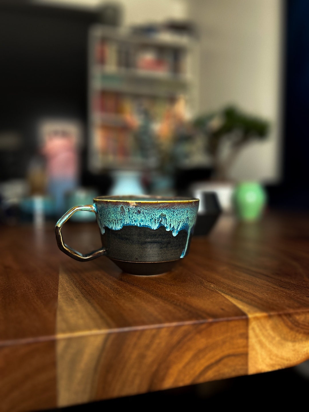 Angle Mug in Black and Seafoam - Etsy