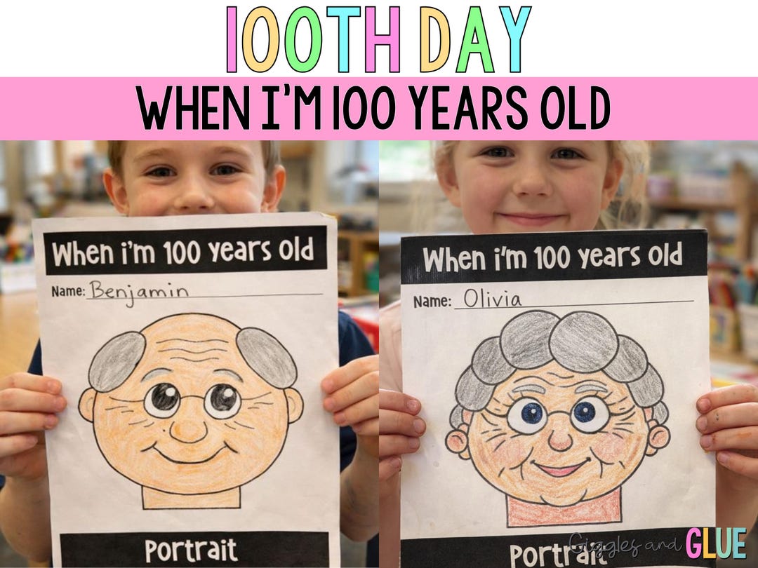 100 Days of School When I‘m 100 Years Old Portrait Drawing Writing ...