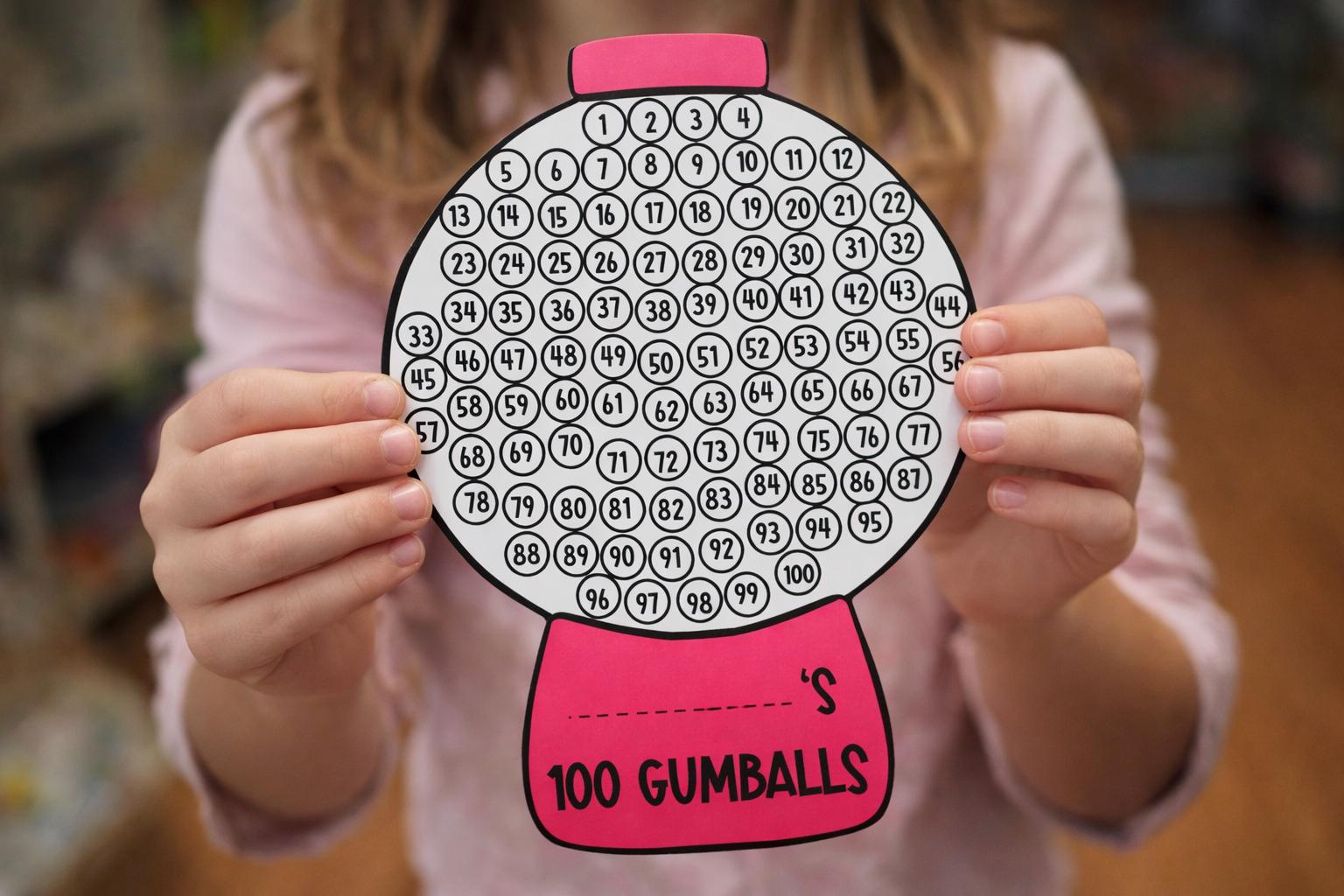 100 Days of School Printable Gumball Machine Craft 100th Day Gumballs ...