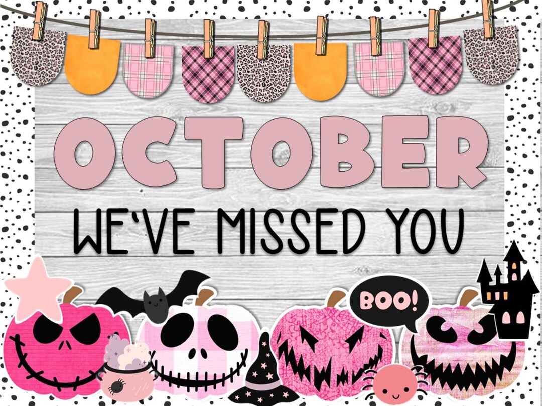 Halloween Kindergarten Pink Bulletin Board, Preschool Classroom Decor ...