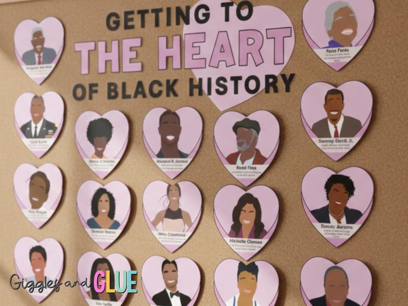 Black History Month Bulletin Board Kit Valentine‘s Day BHM Heart ...