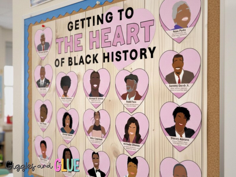 Black History Month Bulletin Board Kit Valentine‘s Day BHM Heart ...