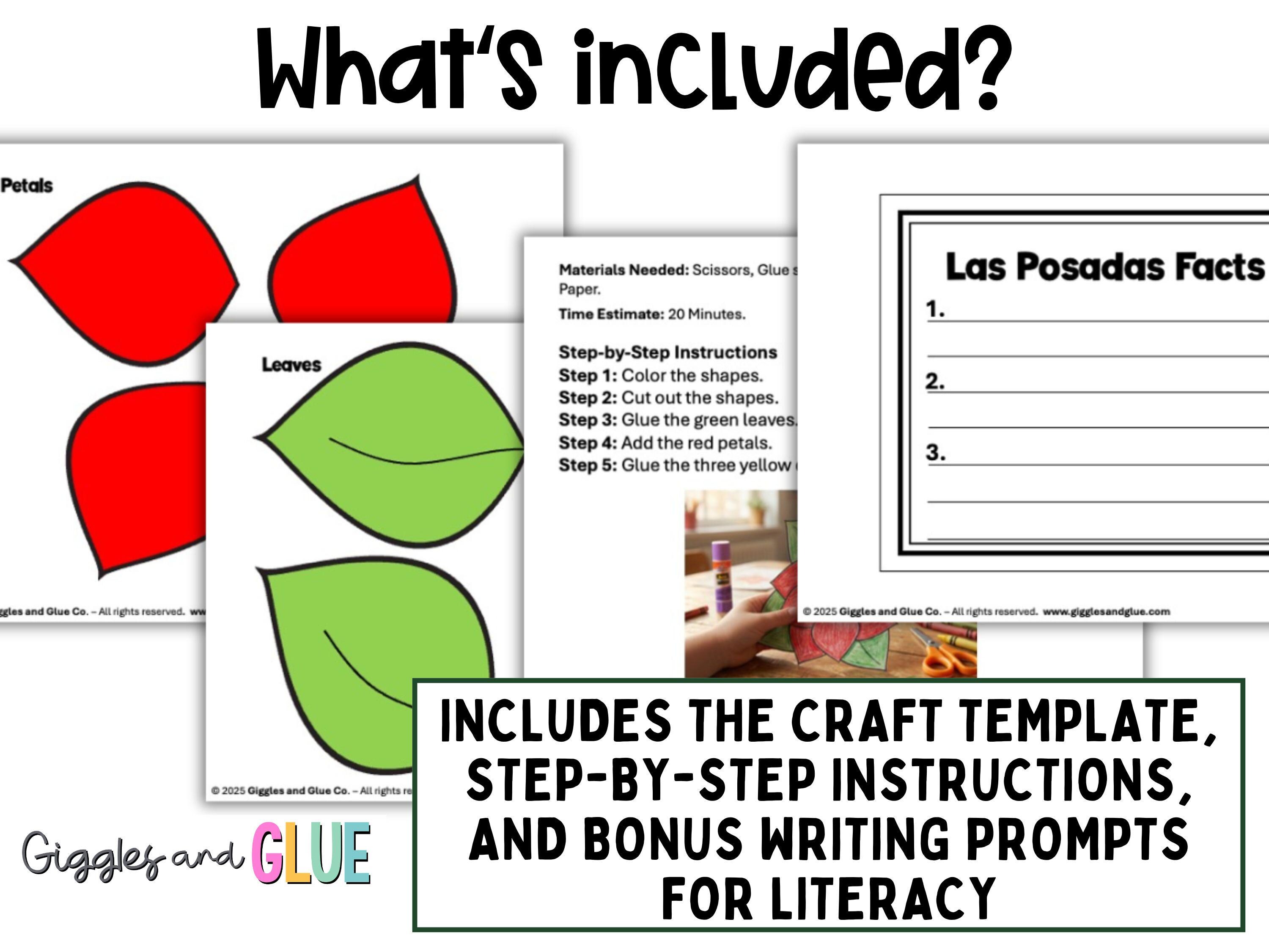 Las Posadas Poinsettia Flower Paper Craft Printable Template ELA ...