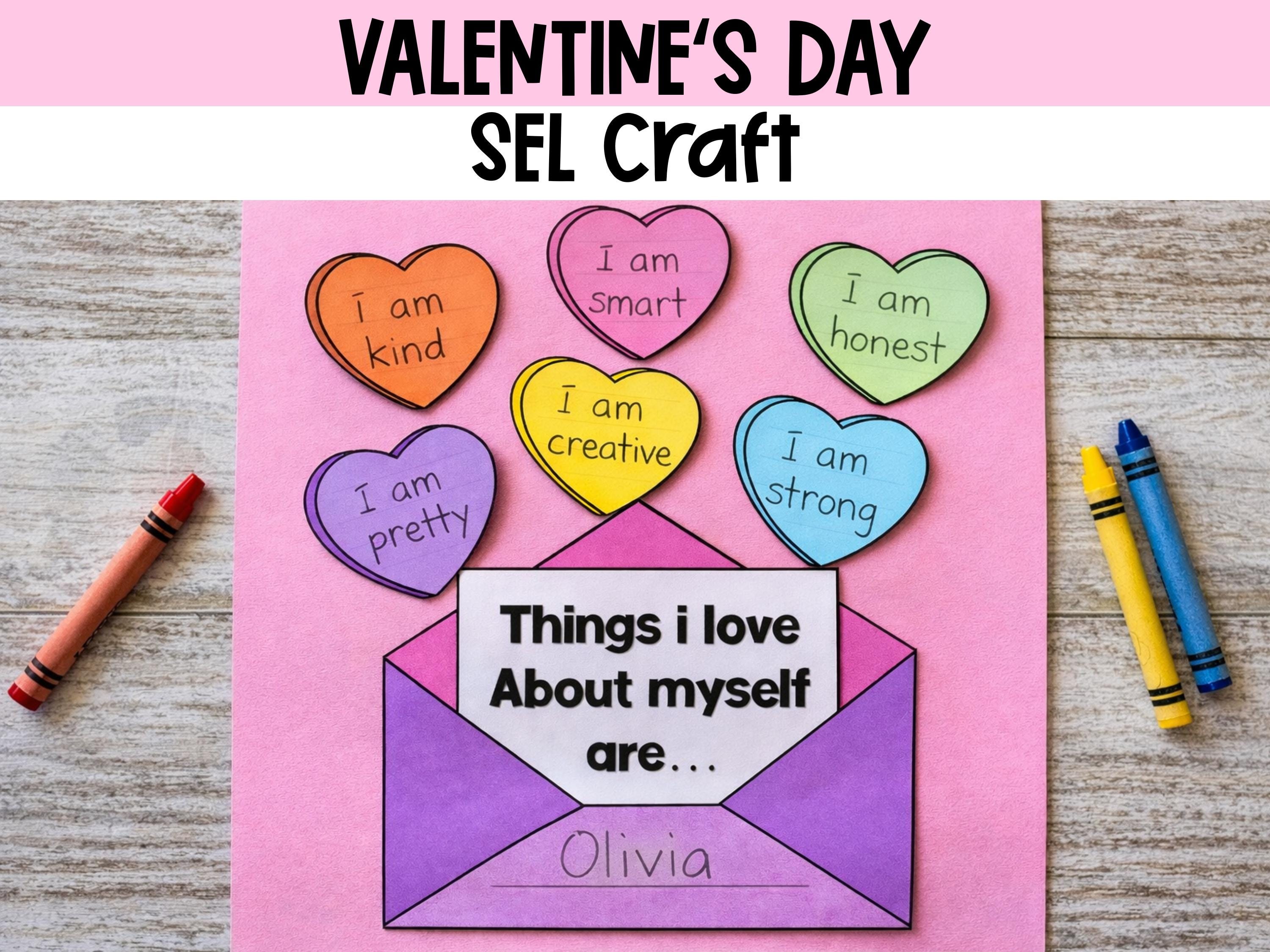 Valentine‘s Day SEL Craft Self Love Activity Things I Love About Myself ...