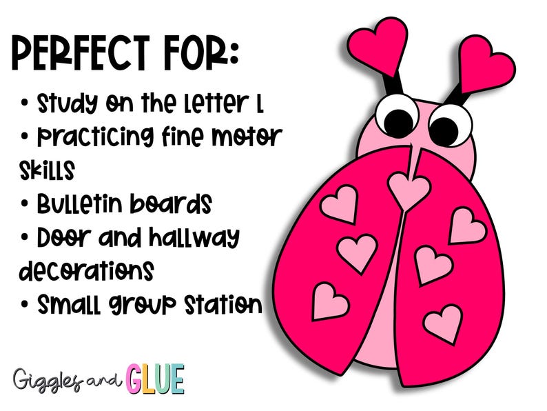 Ladybug Valentine‘s Day Craft Printable Valentines Day Love Bug Heart ...