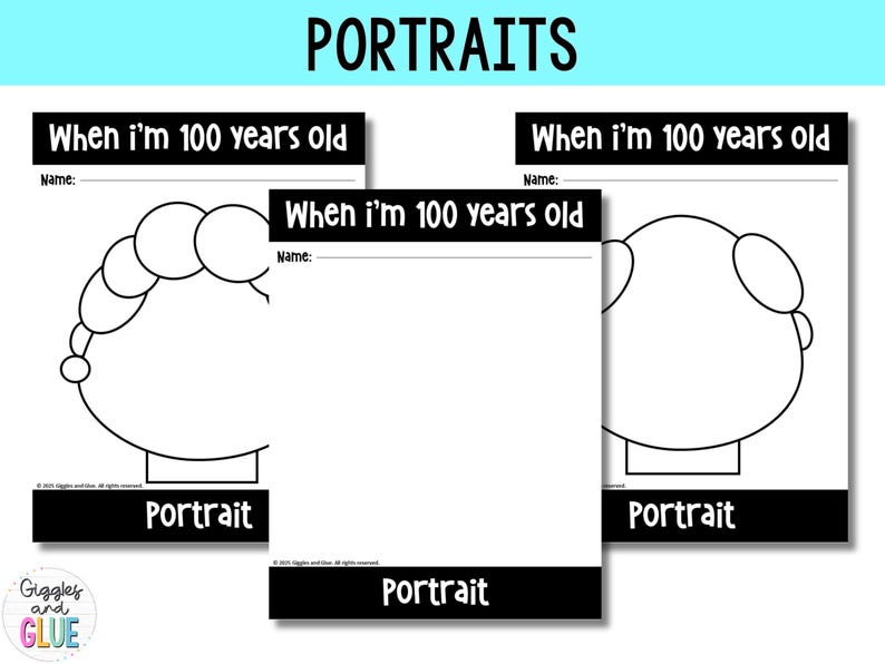 100 Days of School When I‘m 100 Years Old Portrait Drawing Writing ...