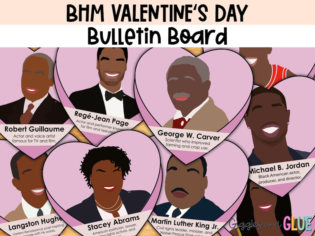 Black History Month Bulletin Board Kit Valentine‘s Day BHM Heart ...