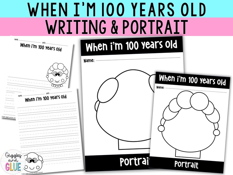 100 Days of School When I‘m 100 Years Old Portrait Drawing Writing ...