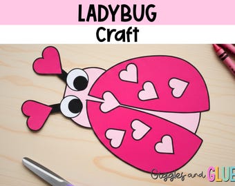 Ladybug Valentine‘s Day Craft Printable Valentines Day Love Bug Heart ...