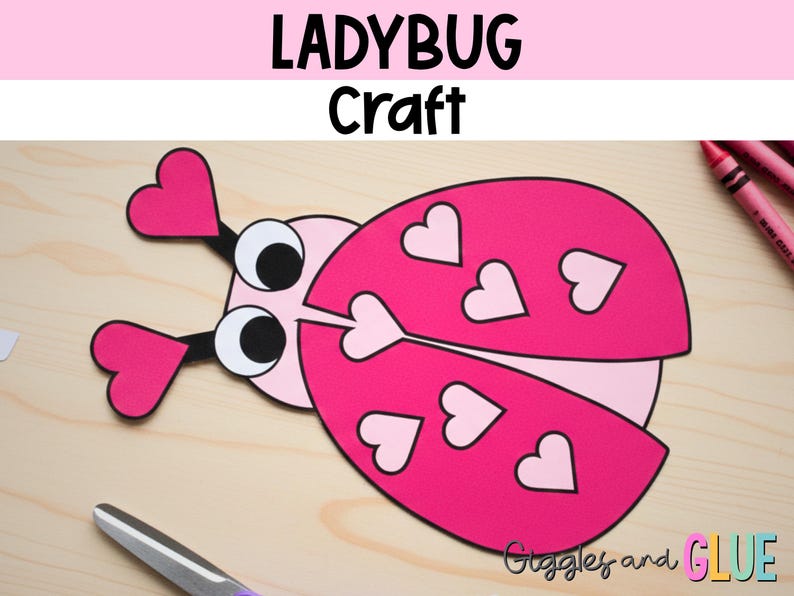 Ladybug Valentine‘s Day Craft Printable Valentines Day Love Bug Heart ...
