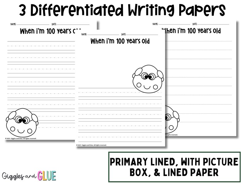 100 Days of School When I‘m 100 Years Old Portrait Drawing Writing ...