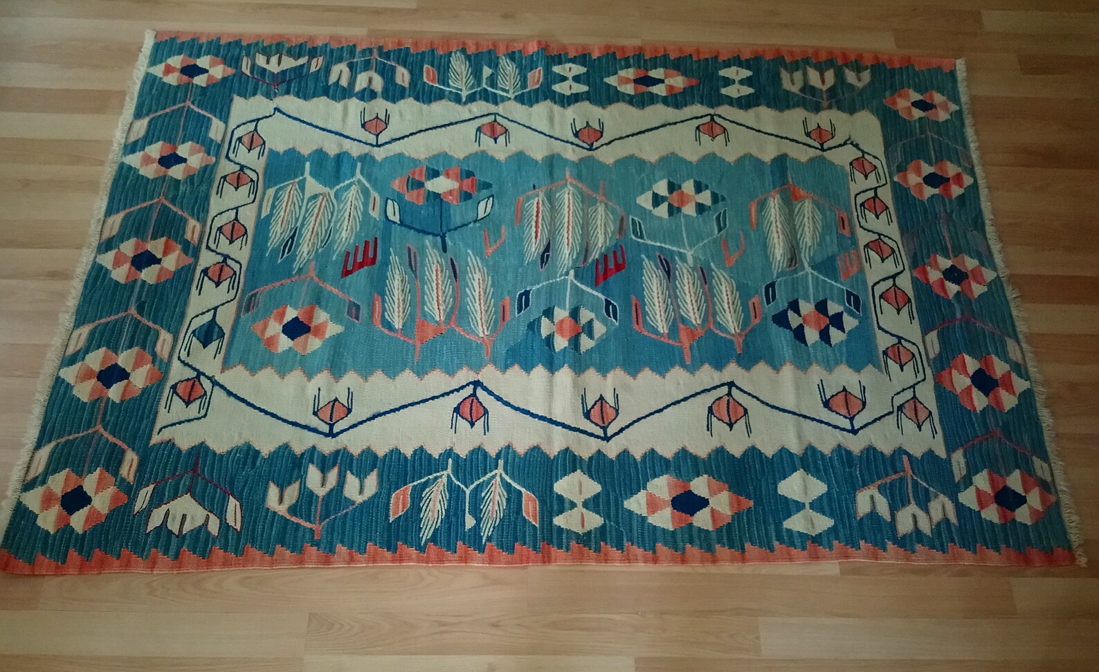 Turkish Handmade Very Rare Kilim Rug Light Blue and Tile Red - Etsy