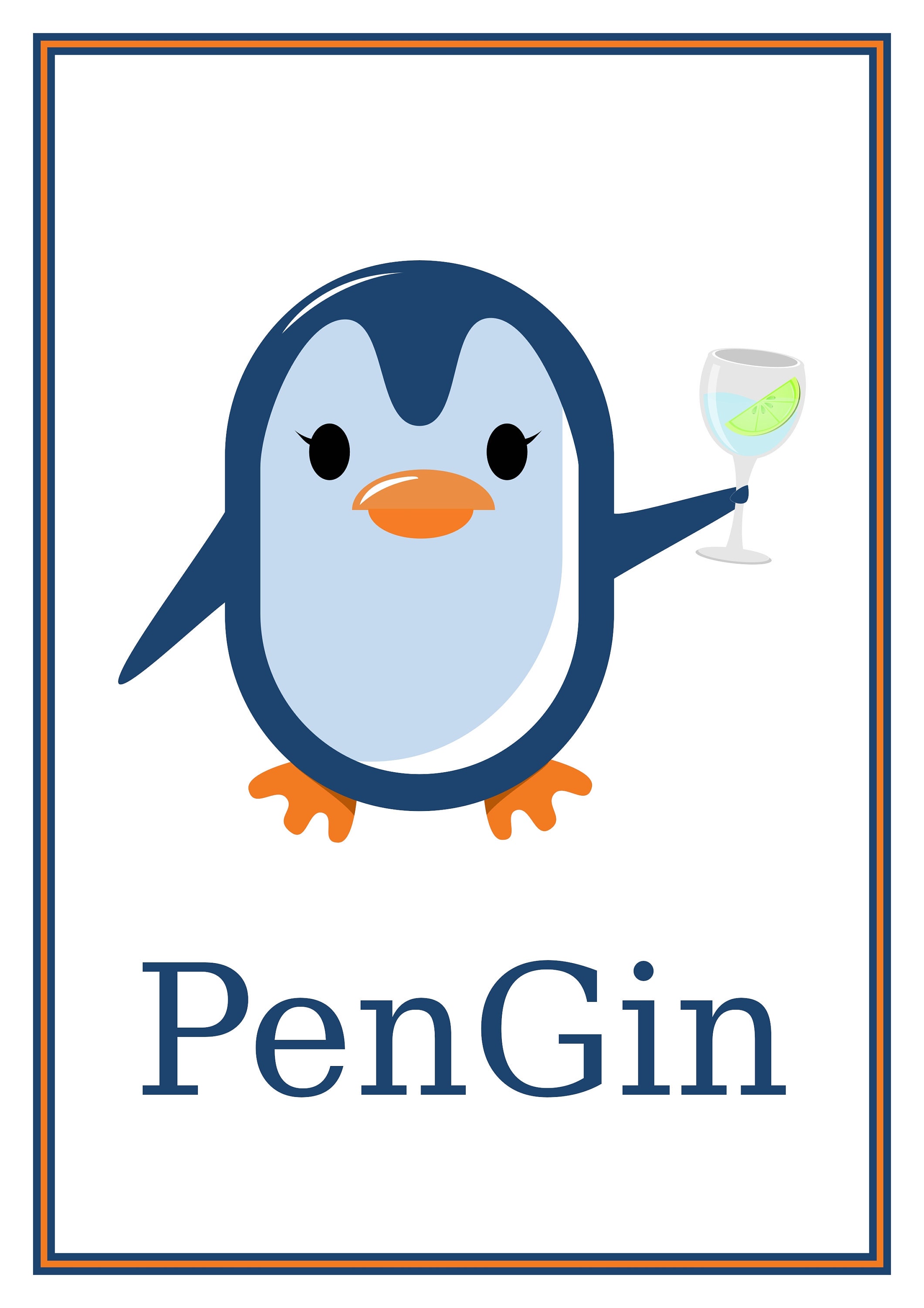 Pengin Gin Penguin Funny Digital Download Print Jpg Png Poster A4 Art ...