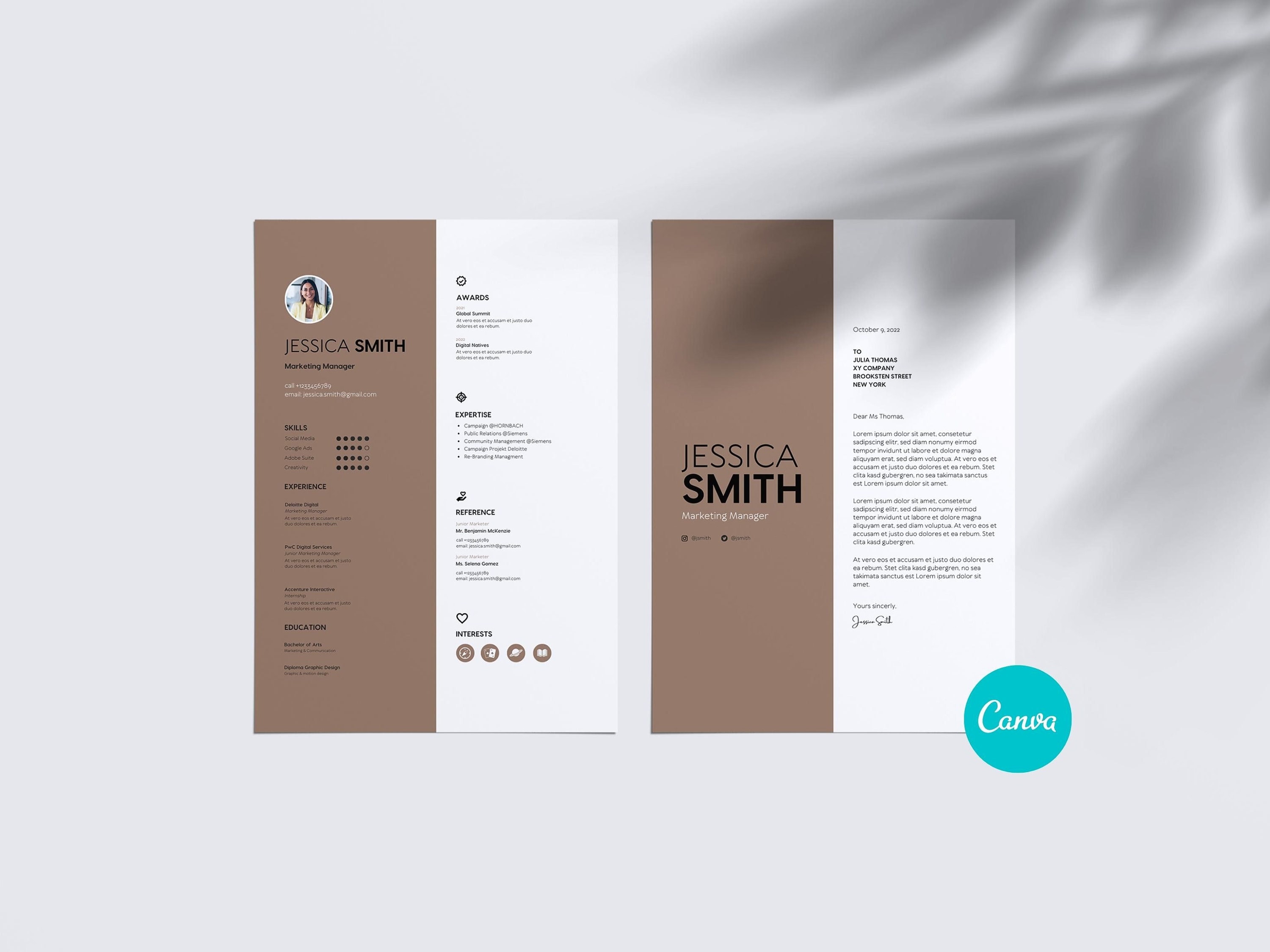CV Lebenslauf Template - Modern & Minimalistisch | Fully Customizable ...