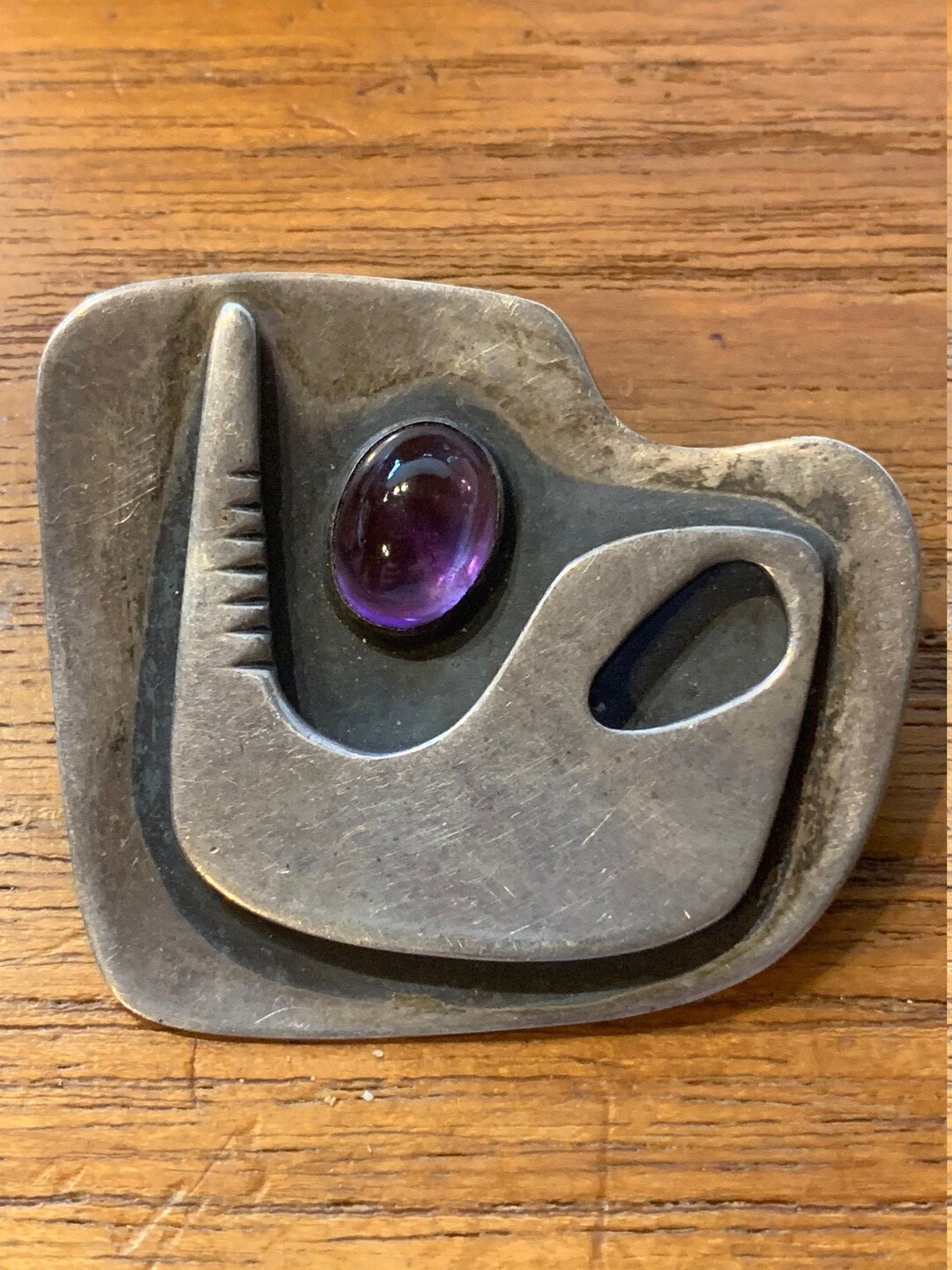 Vintage Ed Wiener Mid Century Modernist Brooch Sterling With Amethyst ...