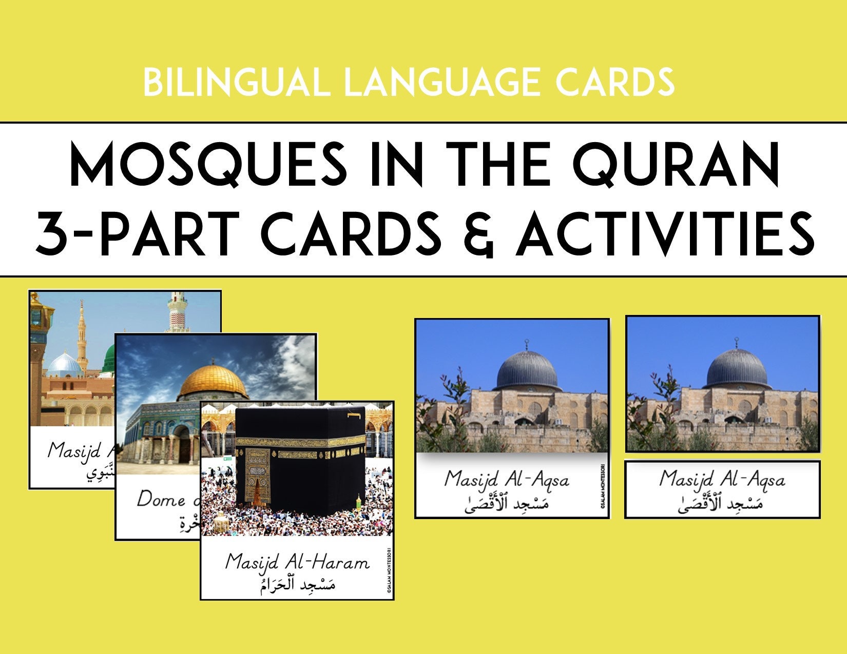 Mosques Mentioned in the Quran Montessori 3-part Nomenclature Cards - Etsy