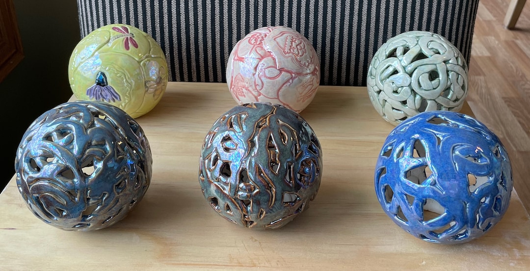 Garden Orbs: Adorable 3.75" Hand-made Stoneware Ceramic Pottery Orbs - Etsy