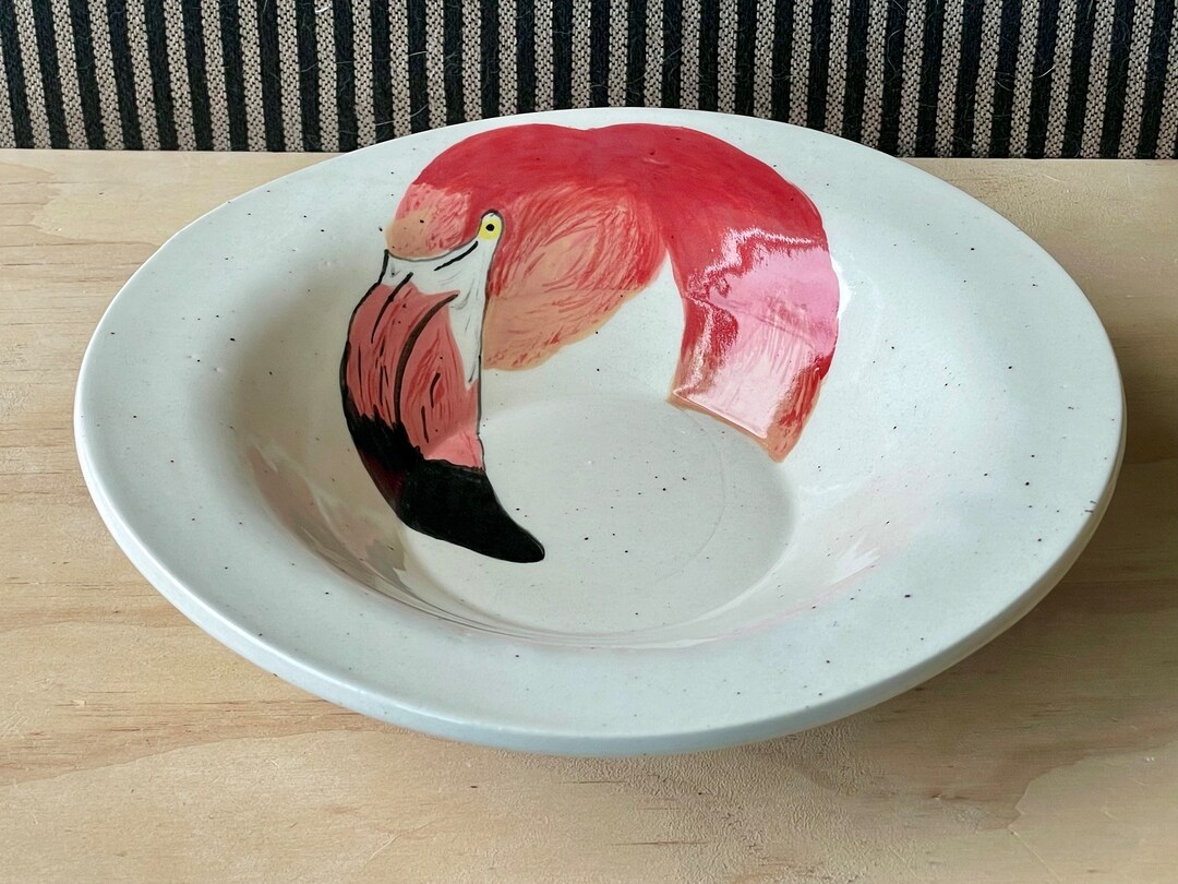 8 Flamingo Stoneware Ceramic Pottery Serving/cereal/soup/salad Bowl - Etsy