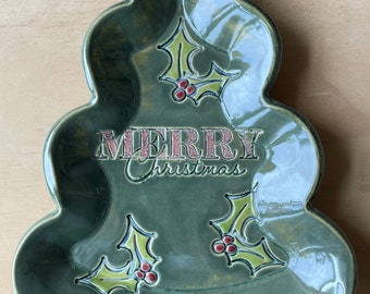 Ceramic Christmas Tree Plate - Etsy