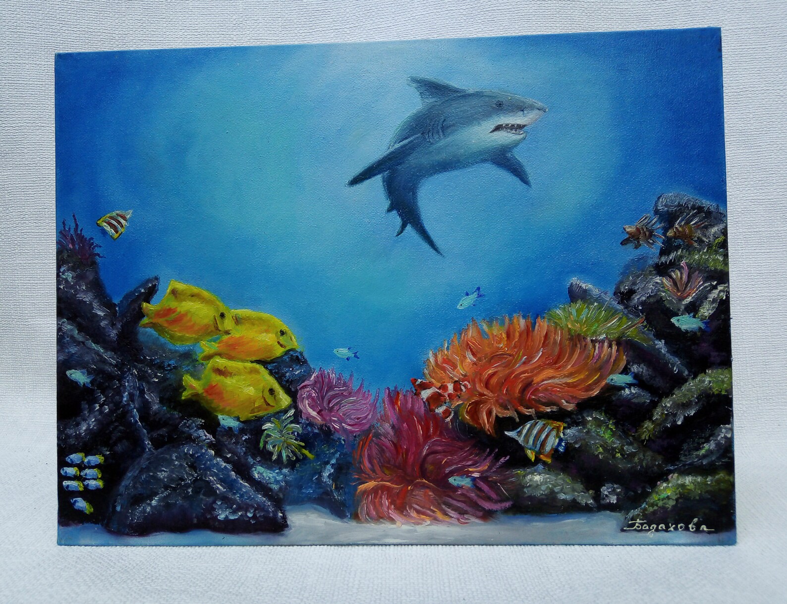 Fish Painting Underwater Painting Fish Oil Art Canvas Undersea | Etsy