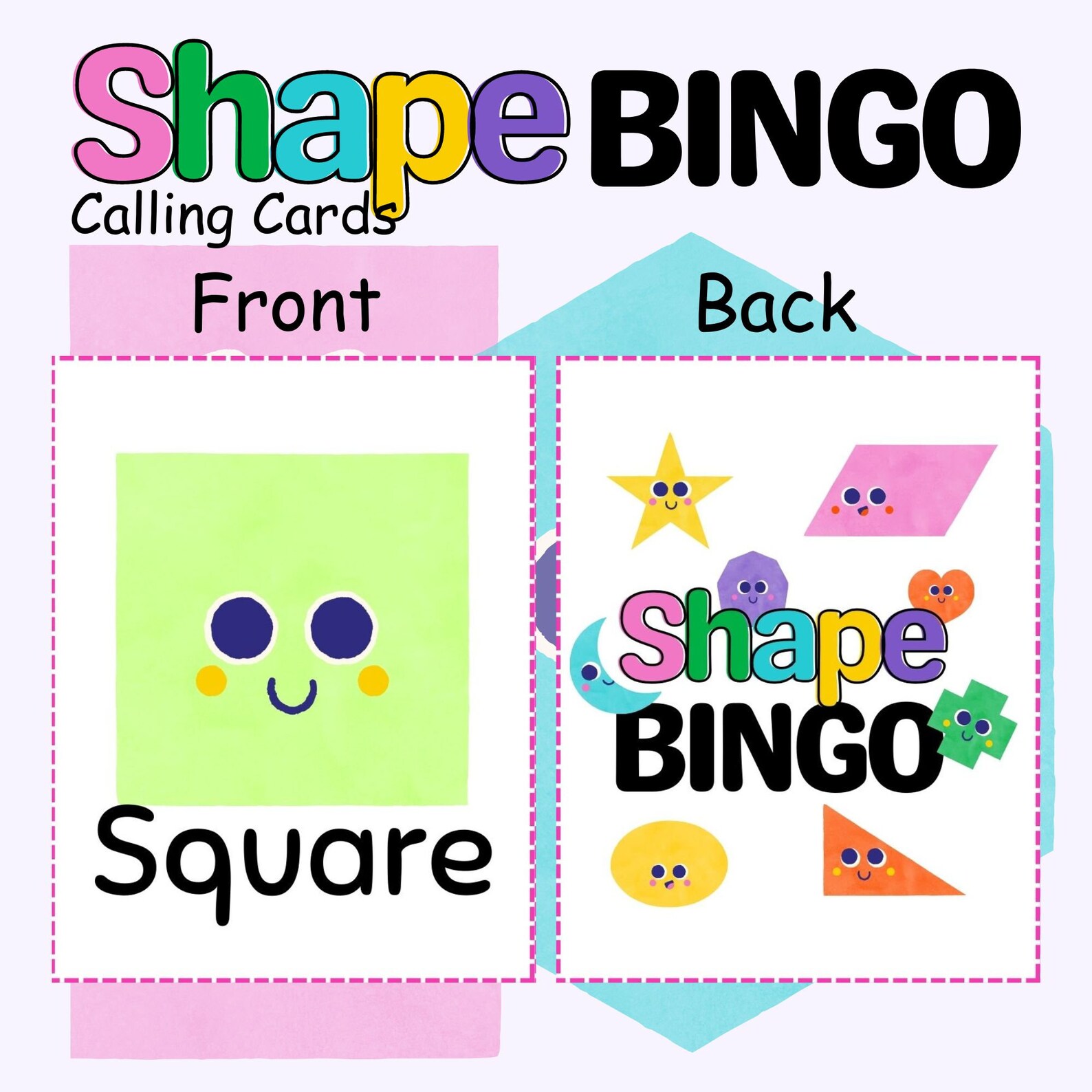 Shape Bingo, Bingo for Kids, Printable Bingo Game, Summer Activity, Pre ...