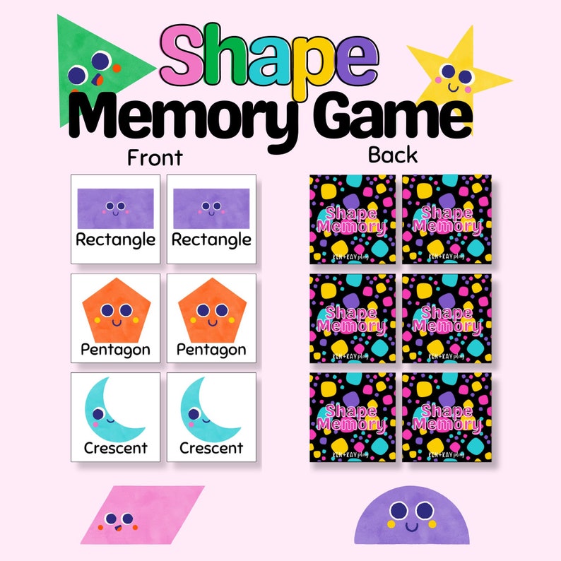 Shape Memory Game, Printable Memory Game, Memory Game for Kids, Shape ...