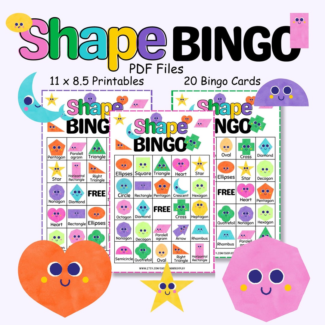 Shape Bingo, Bingo for Kids, Printable Bingo Game, Summer Activity, Pre ...