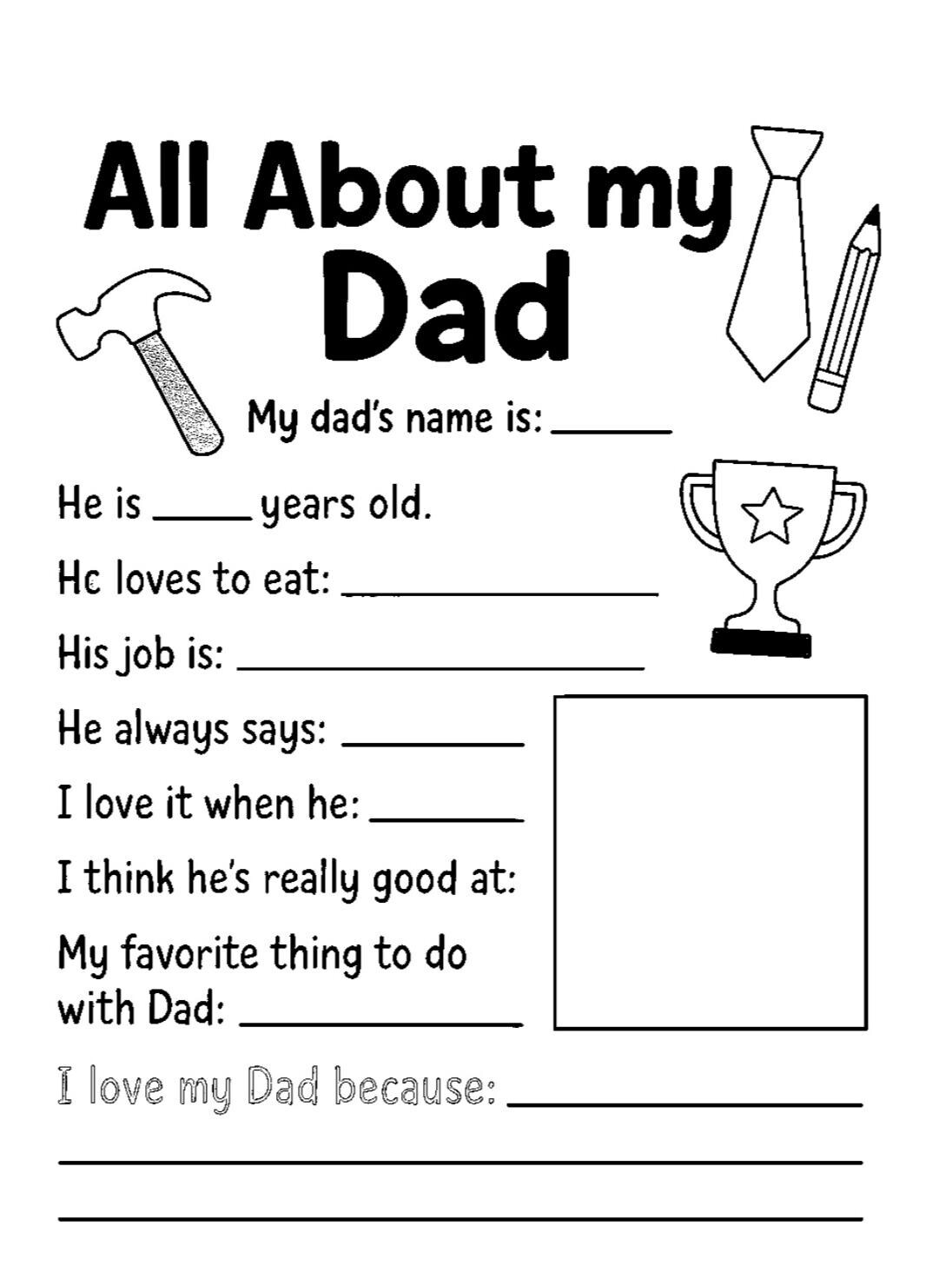 All About My Dad Printable, Father's Day Questionnaire, Father's Day ...