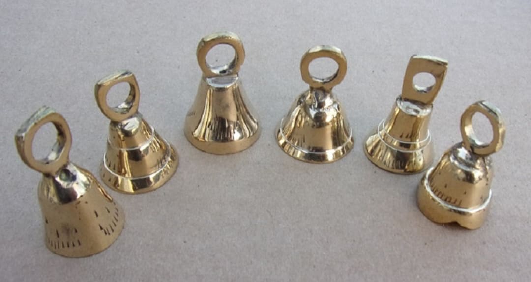 6 Solid Brass Bells 1.5 Inch 1 1/2" Weddings, Wind Chimes, DIY, 031 - Etsy