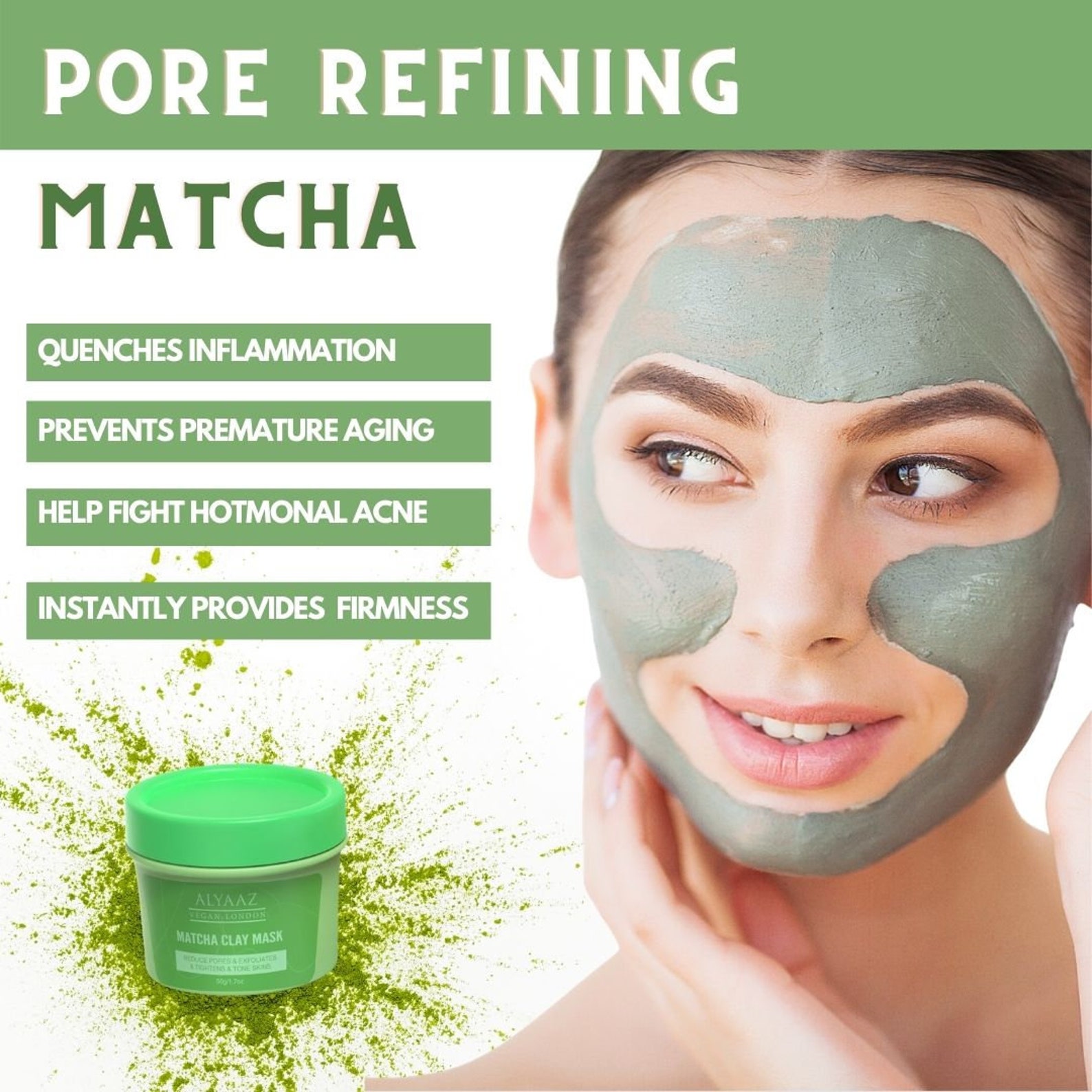 Beauty Face Mask Matcha Honey Lemon Vitamin C & Charcoal | Etsy