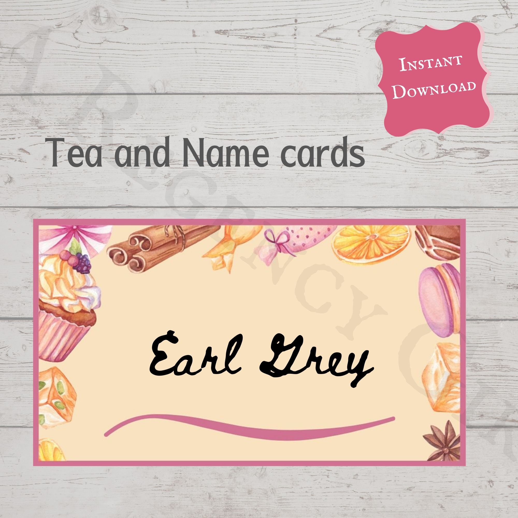 Afternoon Tea Name Cards, Tea Name Cards, Sweets Name Cards, Dessert ...