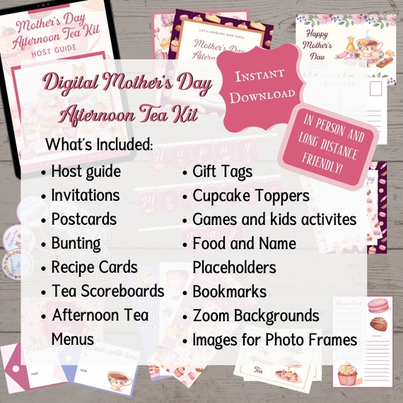 Digital Mother's Day Afternoon Tea Kit at Home Afternoon - Etsy