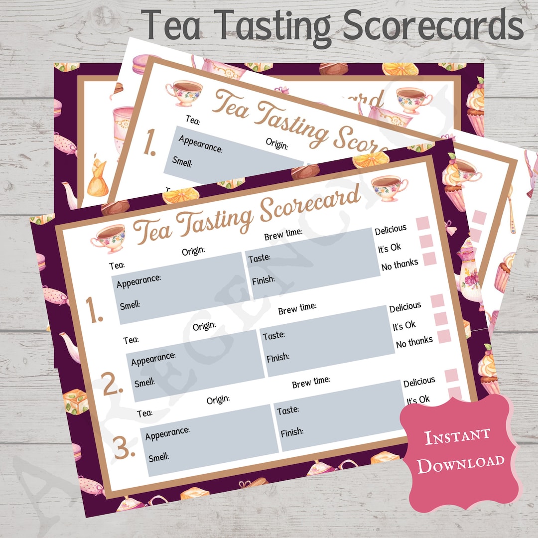 Afternoon Tea Score Cards, Tea Scorecards, Tea Tasting Cards, Tea ...