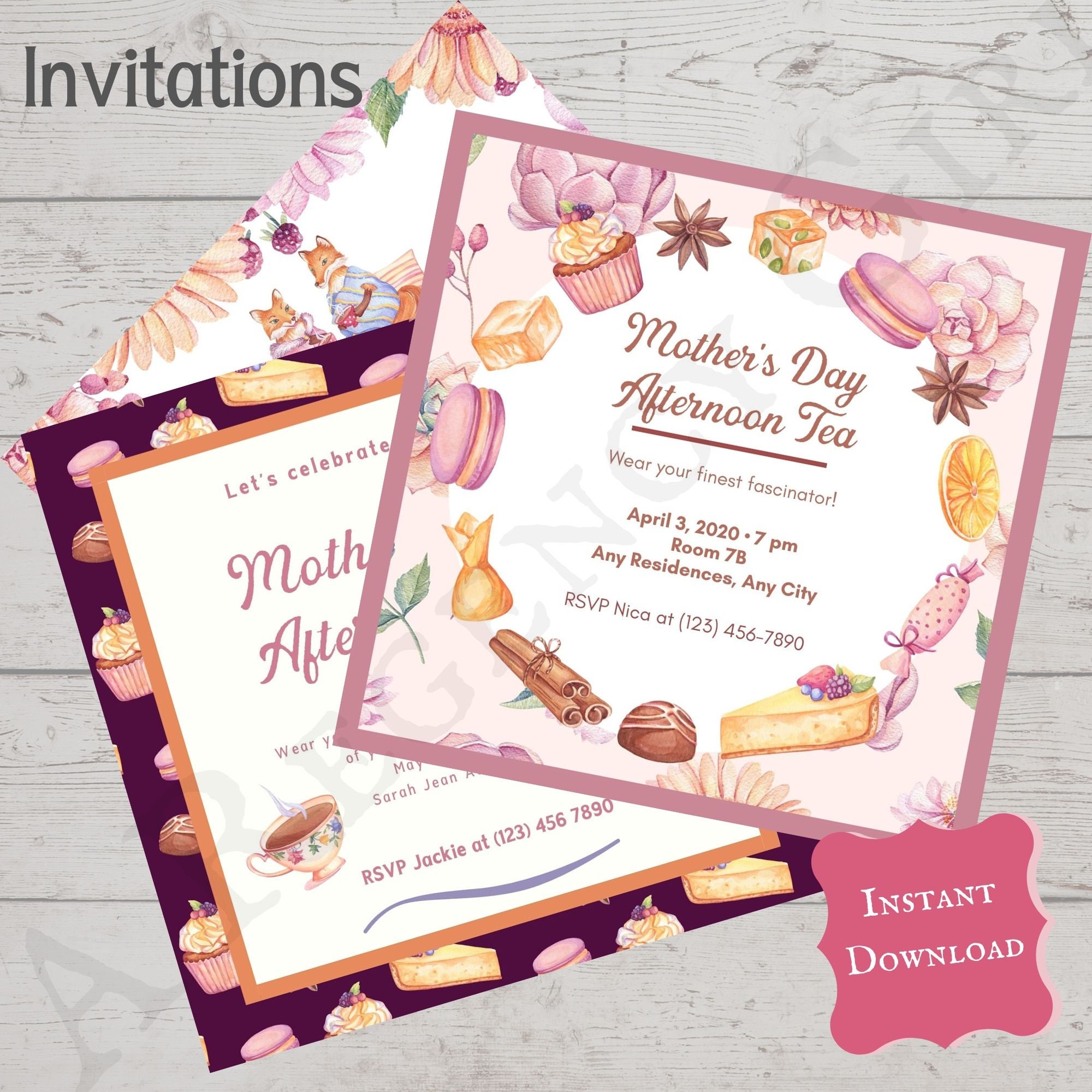 Digital Mother's Day Afternoon Tea Kit, at Home Afternoon Tea, Tea ...