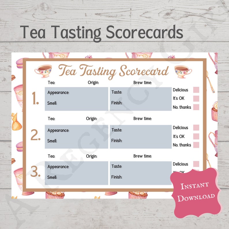 Afternoon Tea Score Cards, Tea Scorecards, Tea Tasting Cards, Tea ...