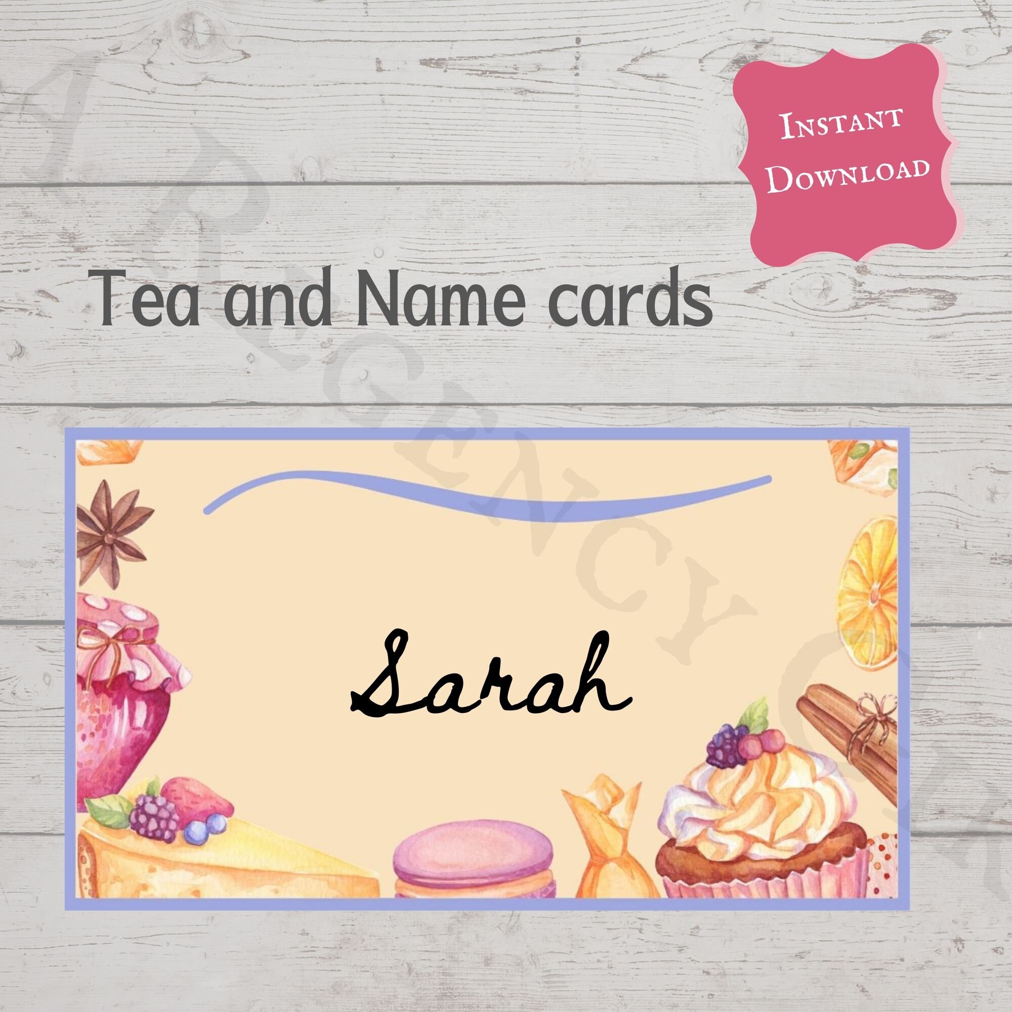 Afternoon Tea Name Cards, Tea Name Cards, Sweets Name Cards, Dessert ...