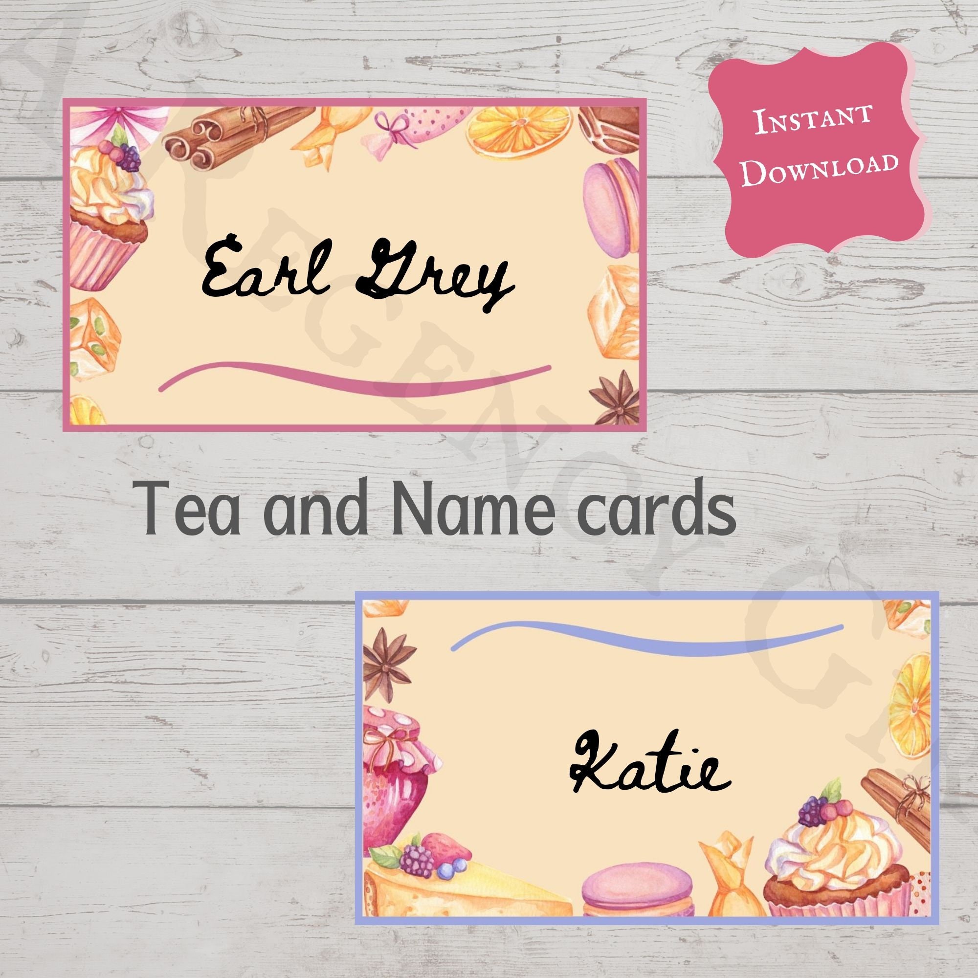 Afternoon Tea Name Cards, Tea Name Cards, Sweets Name Cards, Dessert ...