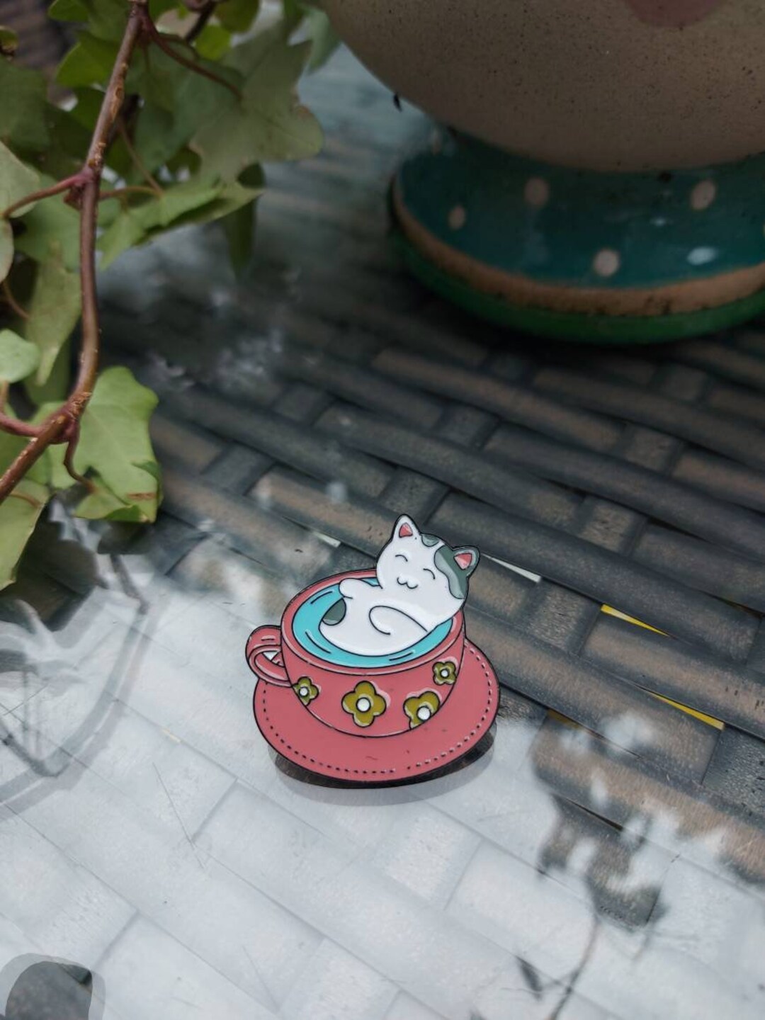 Handmade Happy Pussycat Enamel Pin Coffee Tea Pool Kitten Etsy