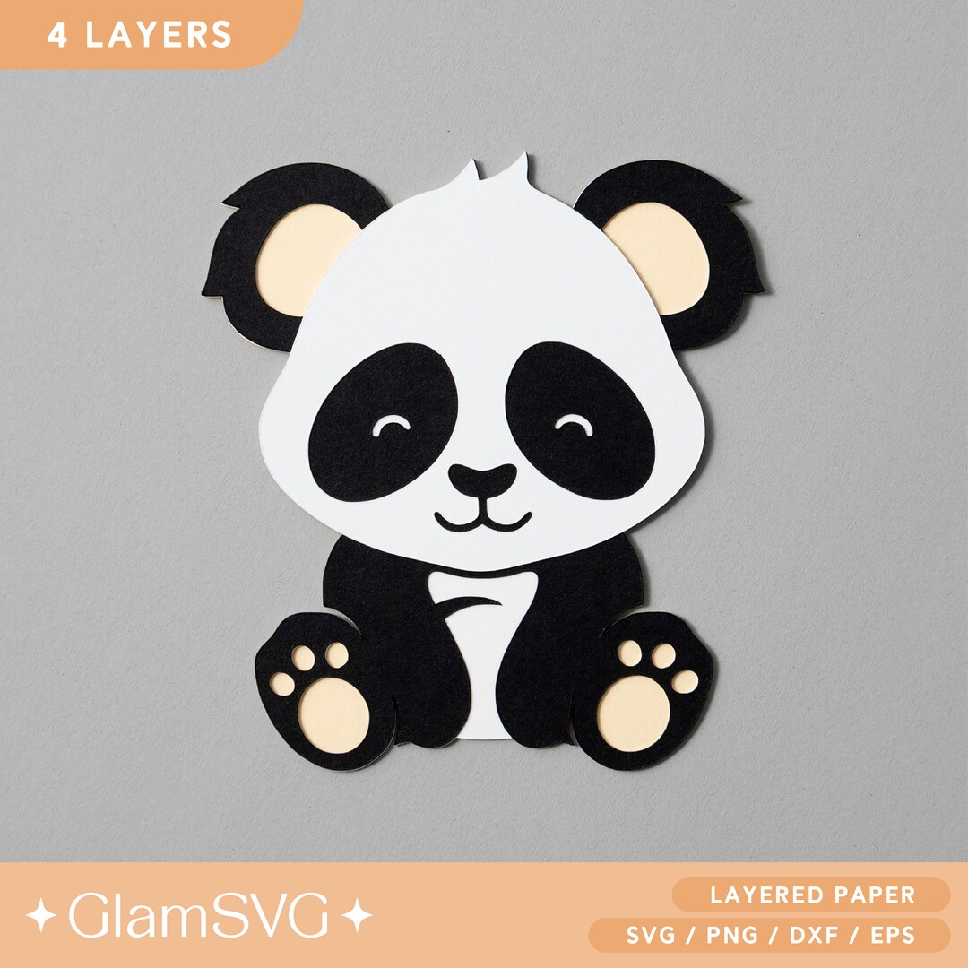Panda Paper Piecing SVG | Cute Panda Layered Paper SVG | Cardstock ...