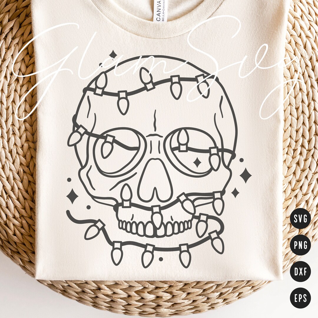 Christmas Skull SVG | Christmas Lights Skull SVG Cut Files for Cricut ...