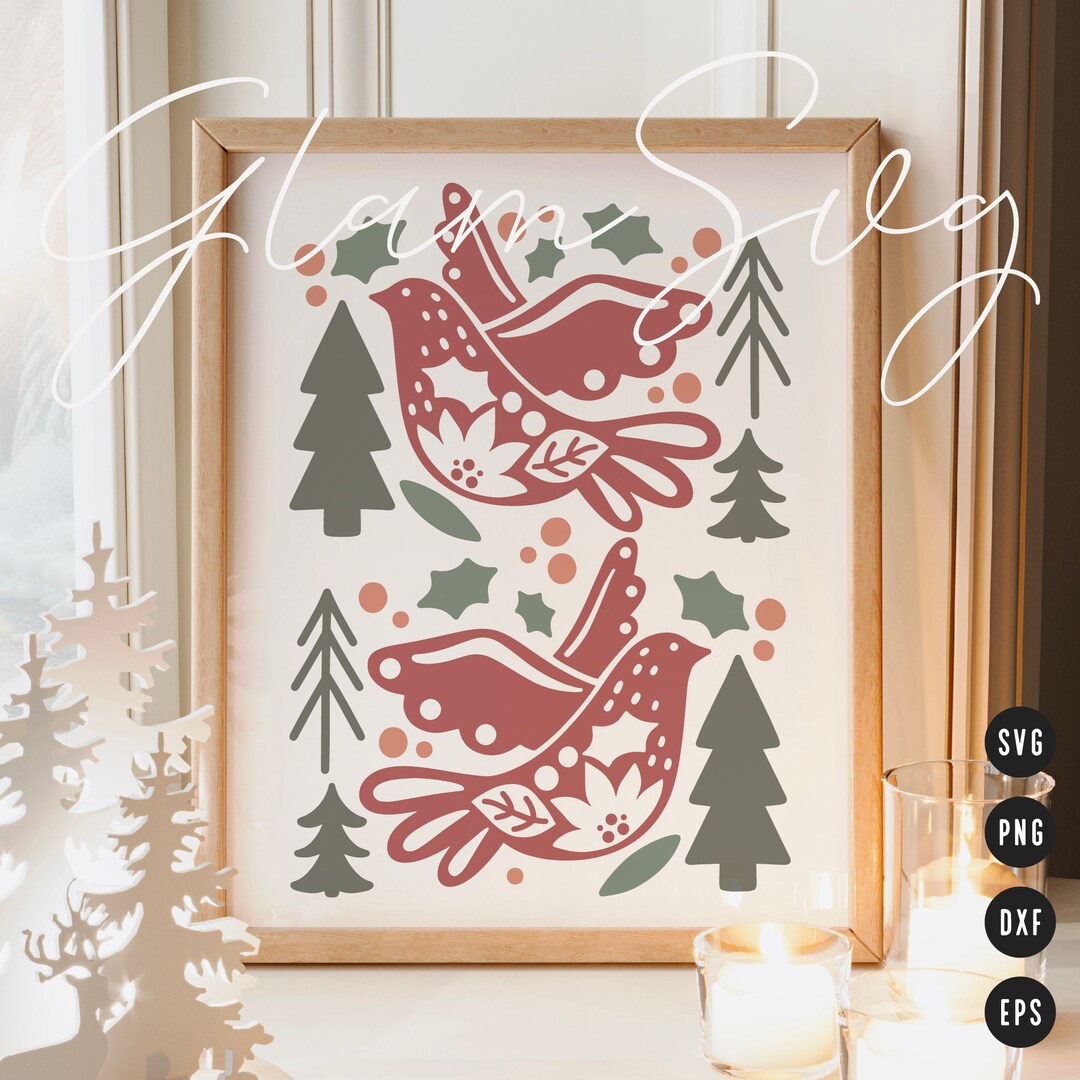 Christmas Birds SVG | Scandinavian Christmas SVG Cut Files for Cricut ...