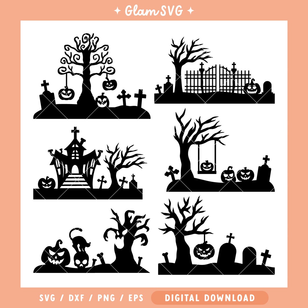 Halloween Scene Silhouettes SVG Bundle | Halloween Pumpkins SVG Cut ...