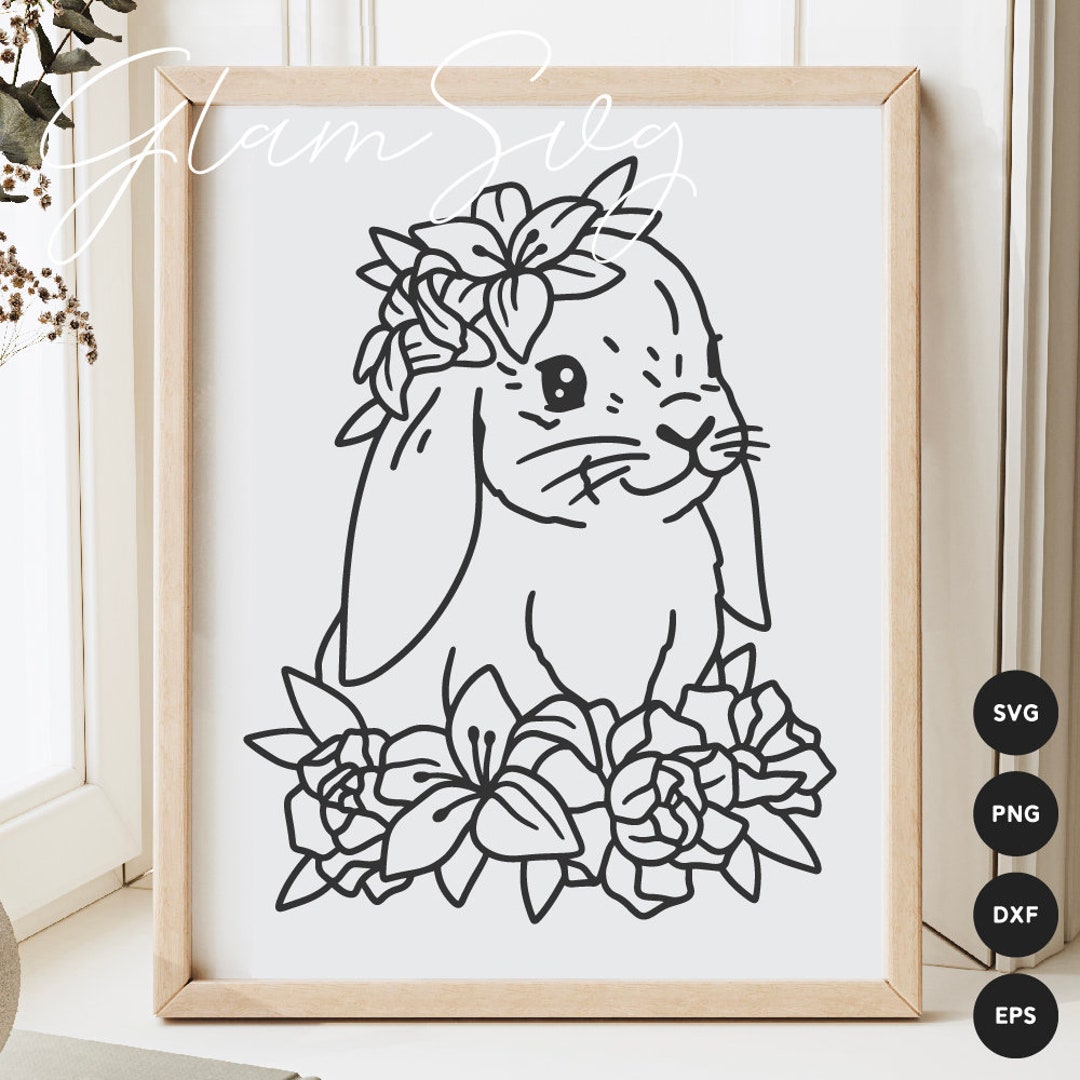 Easter Bunny & Flowers SVG | Easter SVG Cut Files for Cricut | Rabbit ...