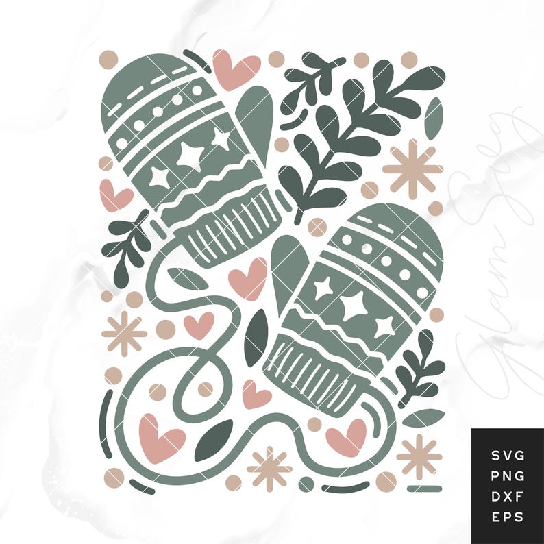 Christmas Mittens SVG | Cozy Winter SVG | Holiday Botanical SVG Cut ...