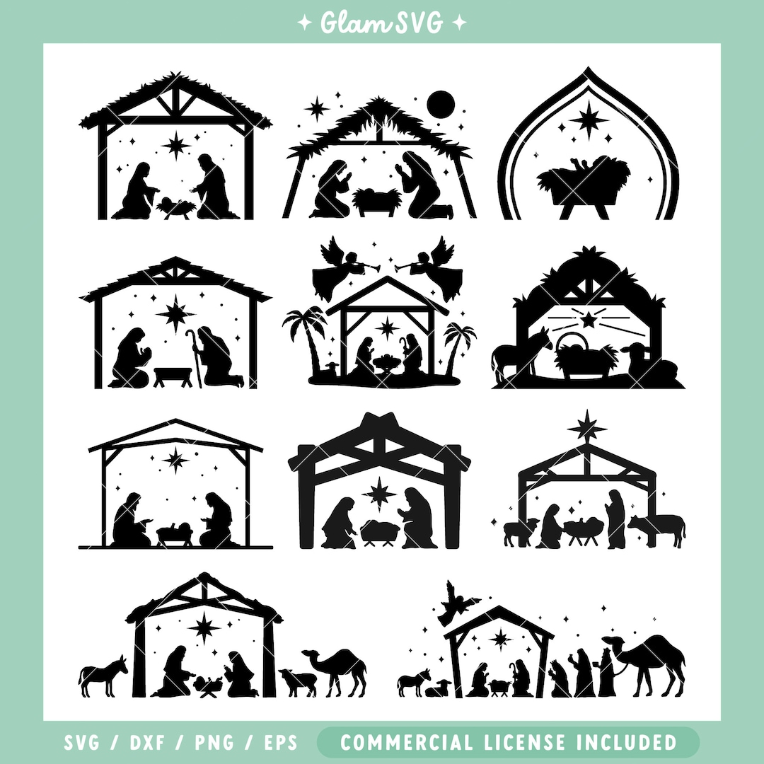 Nativity Scenes SVG Bundle | Christmas Jesus SVG Cut Files for Cricut ...