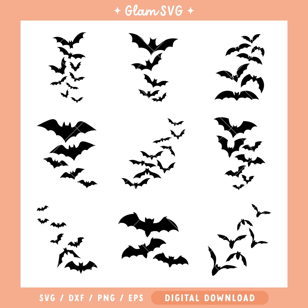 Flying Bats SVG Bundle | Halloween SVG Cut Files for Cricut | Digital ...