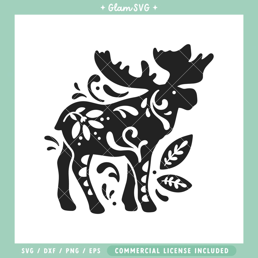 Moose SVG, Folk Art Moose Svg, Forest Animal SVG Cut Files for Cricut ...